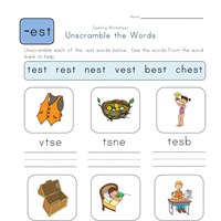 Spelling -est Words - 1st Grade Spelling Worksheets | All Kids Network