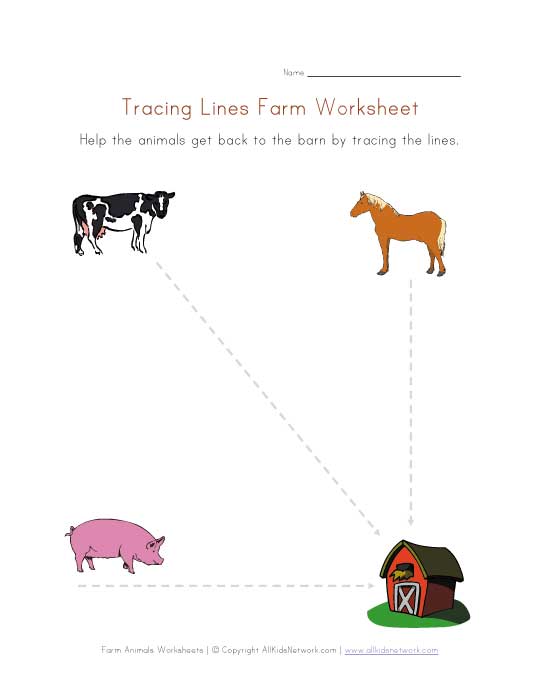 Farm Writing Worksheet - Tracing Lines