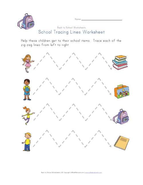 Back to School Tracing Lines Worksheet