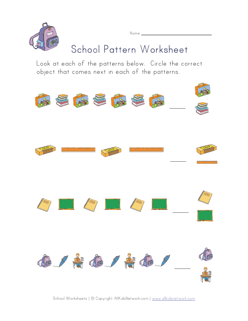 Back to School Patterns Worksheet