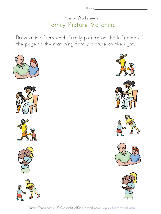 Family Picture Matching Worksheet Family Picture Matching Worksheet