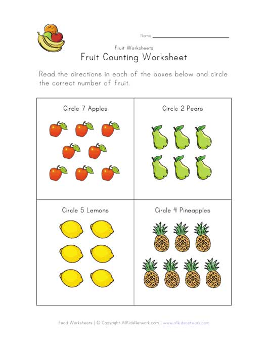 Fruit Counting Worksheet