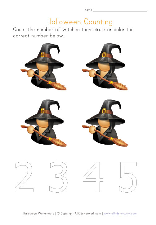 Halloween Counting to Four | Printable Worksheets
