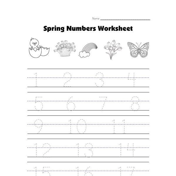 Spring Tracing Numbers Worksheet | All Kids Network