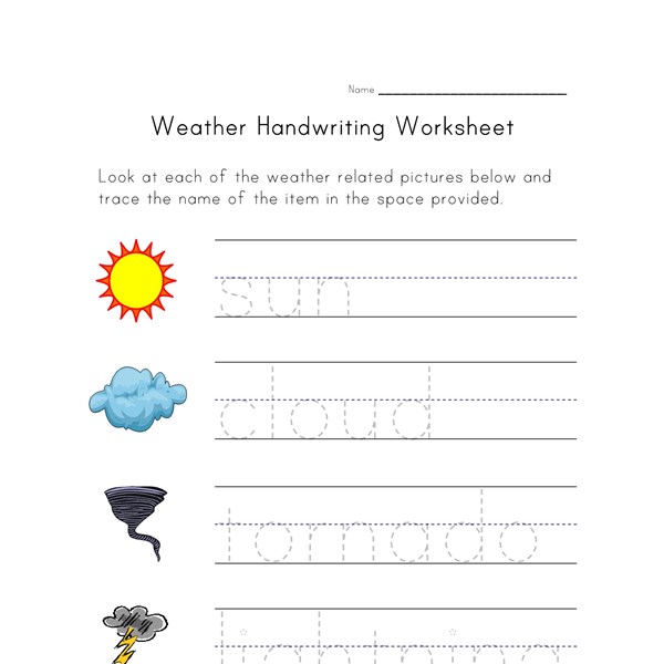 Weather Worksheet - Handwriting | All Kids Network