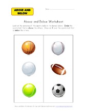 Above and Below Worksheets | All Kids Network