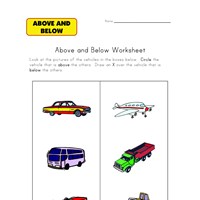 Above and Below Worksheets | All Kids Network