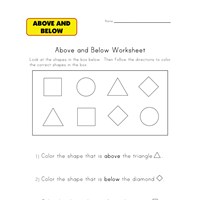 Above and Below Worksheets | All Kids Network