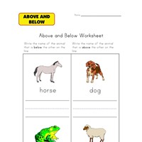 Above and Below Worksheets | All Kids Network