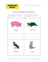 Above and Below Worksheets | All Kids Network