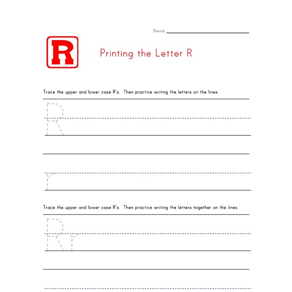 Practice Printing - Alphabet Worksheet Letter R | All Kids Network