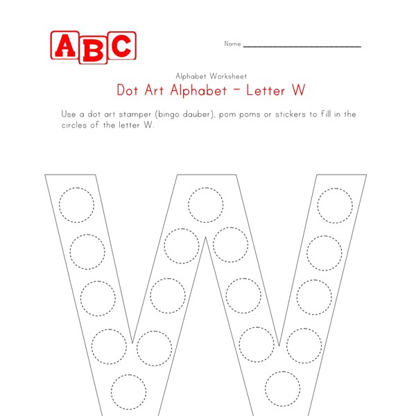 Dot Art Letter W | All Kids Network