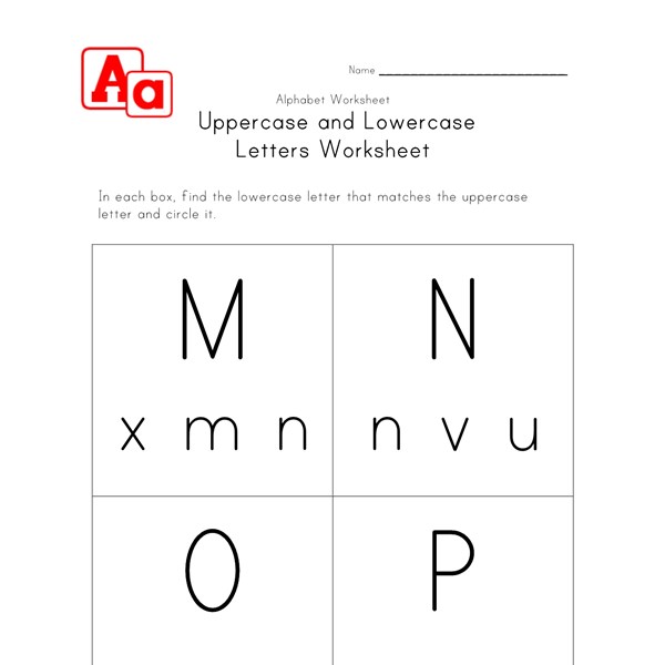 Lowercase and Uppercase M, N, O and P Worksheet | All Kids Network