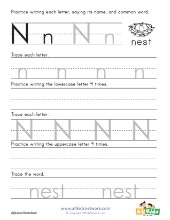 Trace & Color Letter N Worksheet | All Kids Network