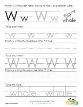 Trace & Color Letter W Worksheet | All Kids Network