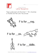 Letter F Words Recognition Worksheet | All Kids Network