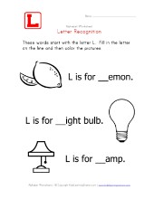 Letter L Words Recognition Worksheet | All Kids Network