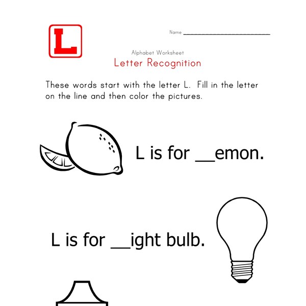 Letter L - Alphabet Recognition Worksheet | All Kids Network