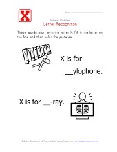 Letter X Words Recognition Worksheet | All Kids Network