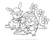 Easter Bunny Hiding Eggs Coloring Page | All Kids Network
