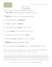 Second Grade Pronoun Worksheets | All Kids Network