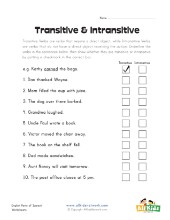 Transitive and Intransitive Verb Worksheets | All Kids Network