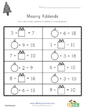 Fall Missing Addends Worksheet | All Kids Network