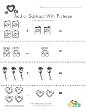 Valentine's Day Addition and Subtraction Drawing Worksheet | All Kids ...