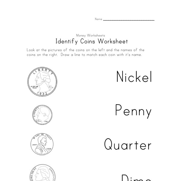 Money Worksheet - Coin Names | All Kids Network