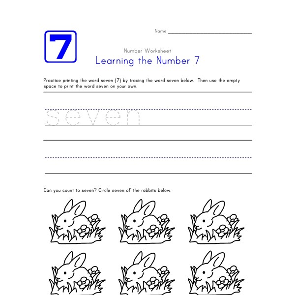 Number Seven Worksheet | Preschool Number Pages | All Kids Network