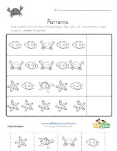 Ocean Color the Patterns Worksheet | All Kids Network
