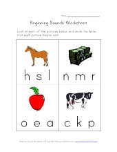 Beginning Sounds Worksheets | All Kids Network