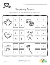 Valentine's Day Beginning Letters Worksheet | All Kids Network