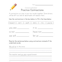 Contractions Worksheets | All Kids Network