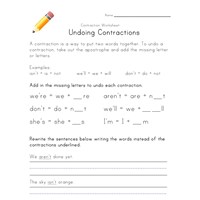 Contractions Worksheets | All Kids Network