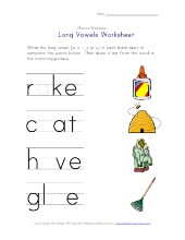 Long Vowel Matching Worksheet - A, E I and O | All Kids Network