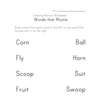 Rhyming Worksheets - Phonics for Kids | All Kids Network