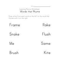 Rhyming Worksheets - Phonics for Kids | All Kids Network