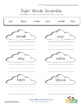 Sight Words Word Scramble Worksheets | All Kids Network