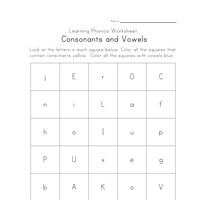 Consonants and Vowel Phonics Worksheets | All Kids Network
