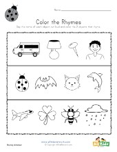 Color the Rhymes Worksheet 6 | All Kids Network
