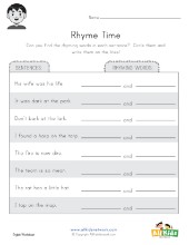 Find the Rhyme Worksheet 5 | All Kids Network
