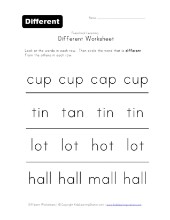 Different Worksheet | All Kids Network