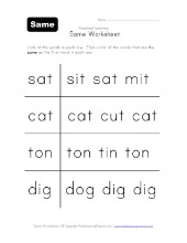 Same Worksheet | All Kids Network