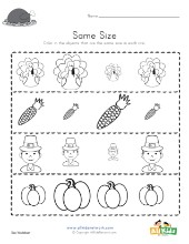 Thanksgiving Preschool Concepts Worksheet - Same | All Kids Network