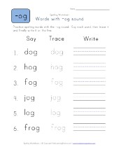 Spelling -og Words - 1st Grade Spelling Worksheets | All Kids Network