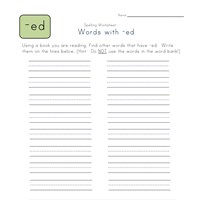 Words Ending in -ed Spelling Worksheets | All Kids Network