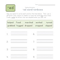 Words Ending in -ed Spelling Worksheets | All Kids Network