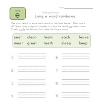 Long ee ea Words Spelling Worksheets | All Kids Network