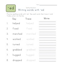 Words Ending in -ed Spelling Worksheets | All Kids Network